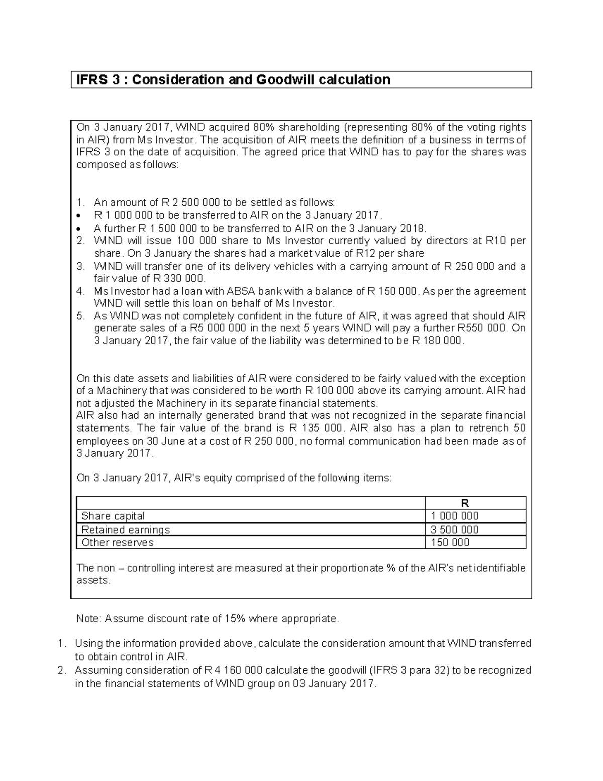 IFRS 3 - Consideration & Goodwill - IFRS 3 : Consideration and Goodwill ...