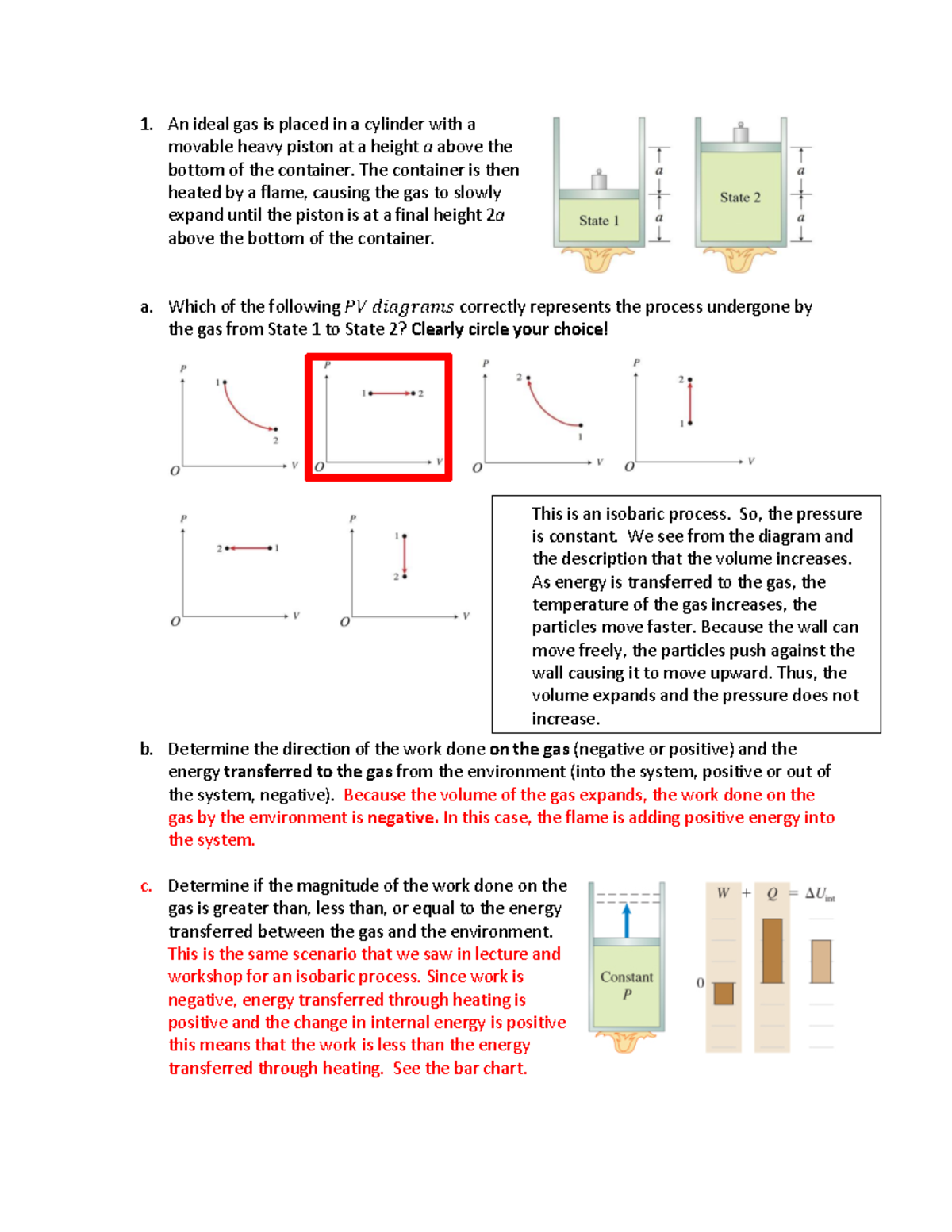 Solutions OE - lecture notes - An ideal gas is placed in a cylinder ...