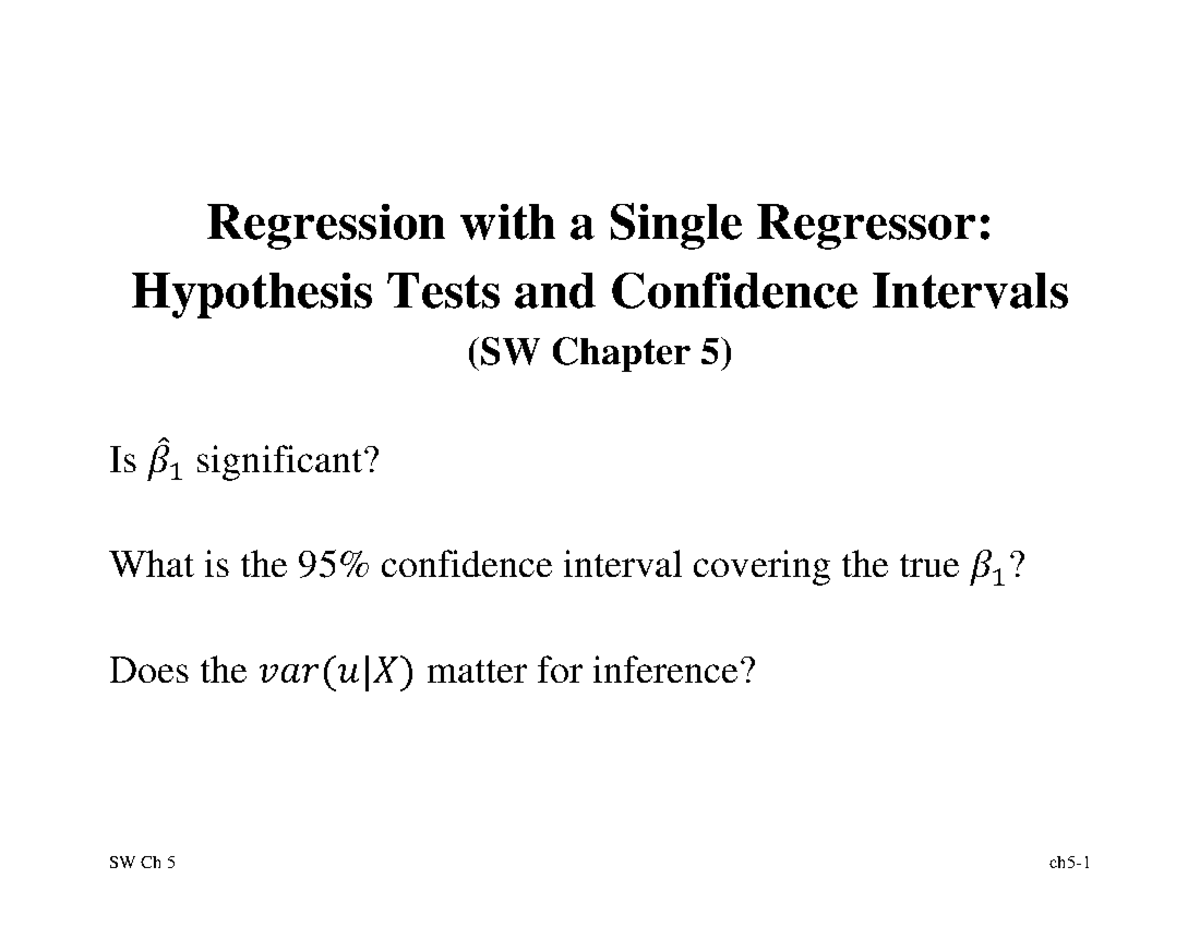 Sw Ch5 Se Lecture Regression With A Single Regressor Hypothesis