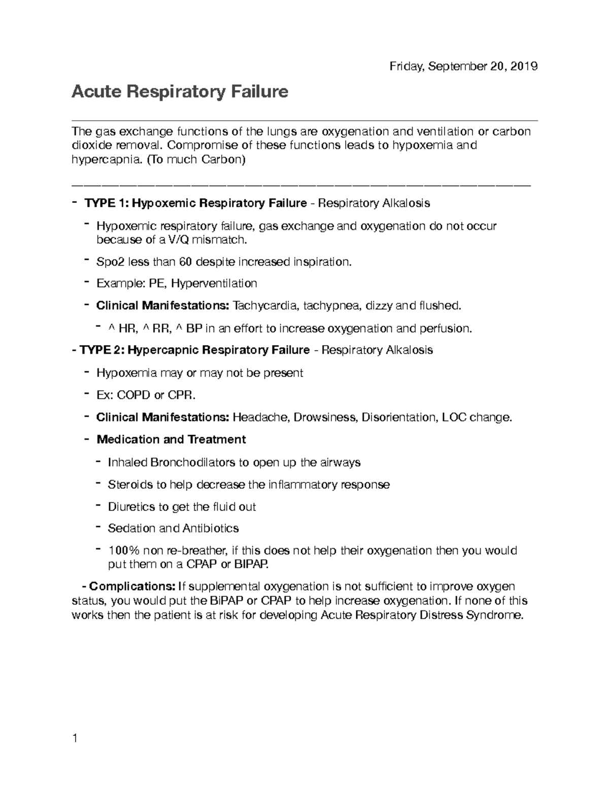 Acute respiratory Failure updated - Friday, September 20, 2019 Acute ...