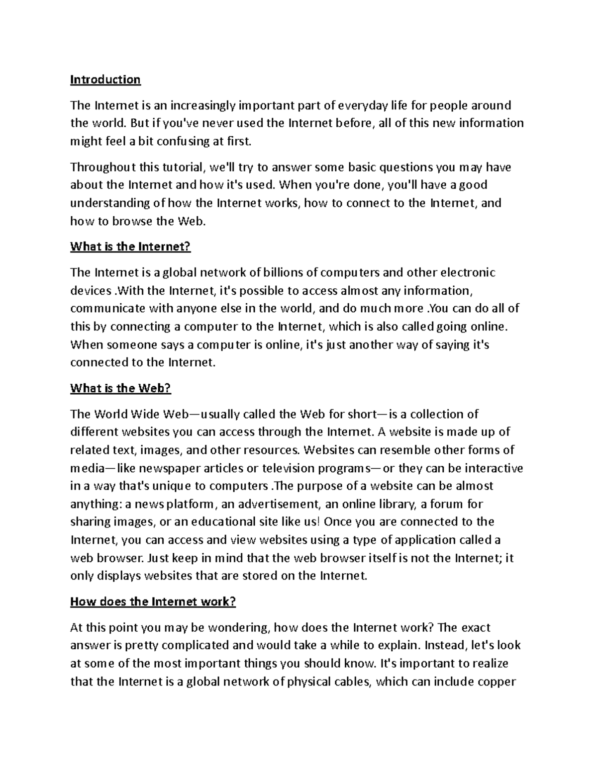 Ict - Introduction The Internet is an increasingly important part of ...