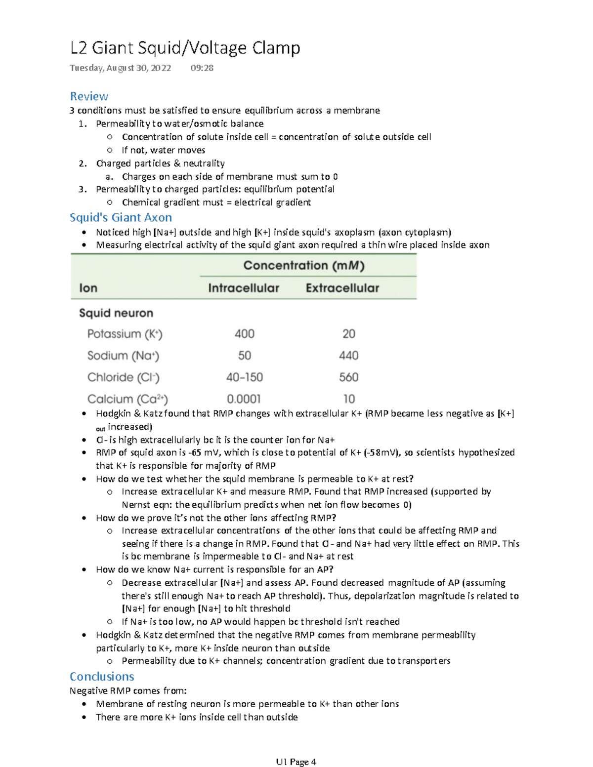 Lecture 2 Voltage Clamp Experiments - Review 3 conditions must be ...