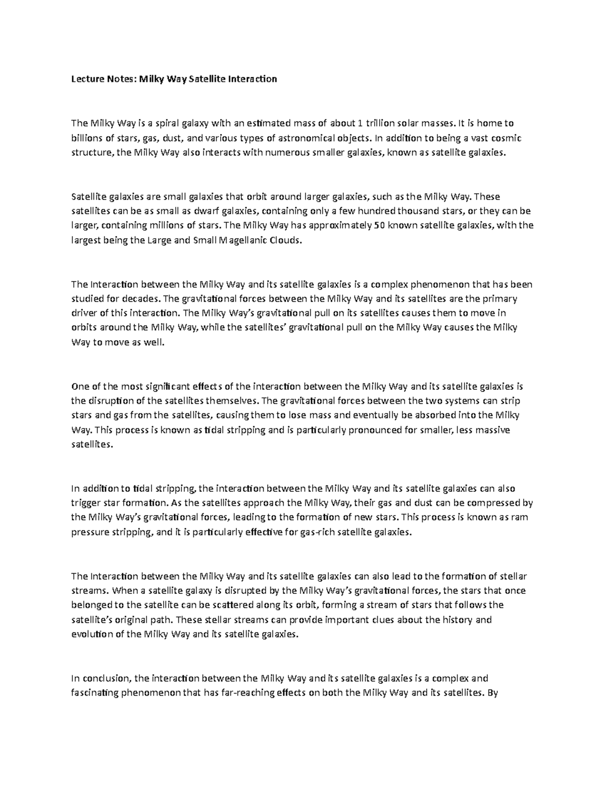 Lecture Notes: Milky Way Satellite Interaction - It is home to billions ...