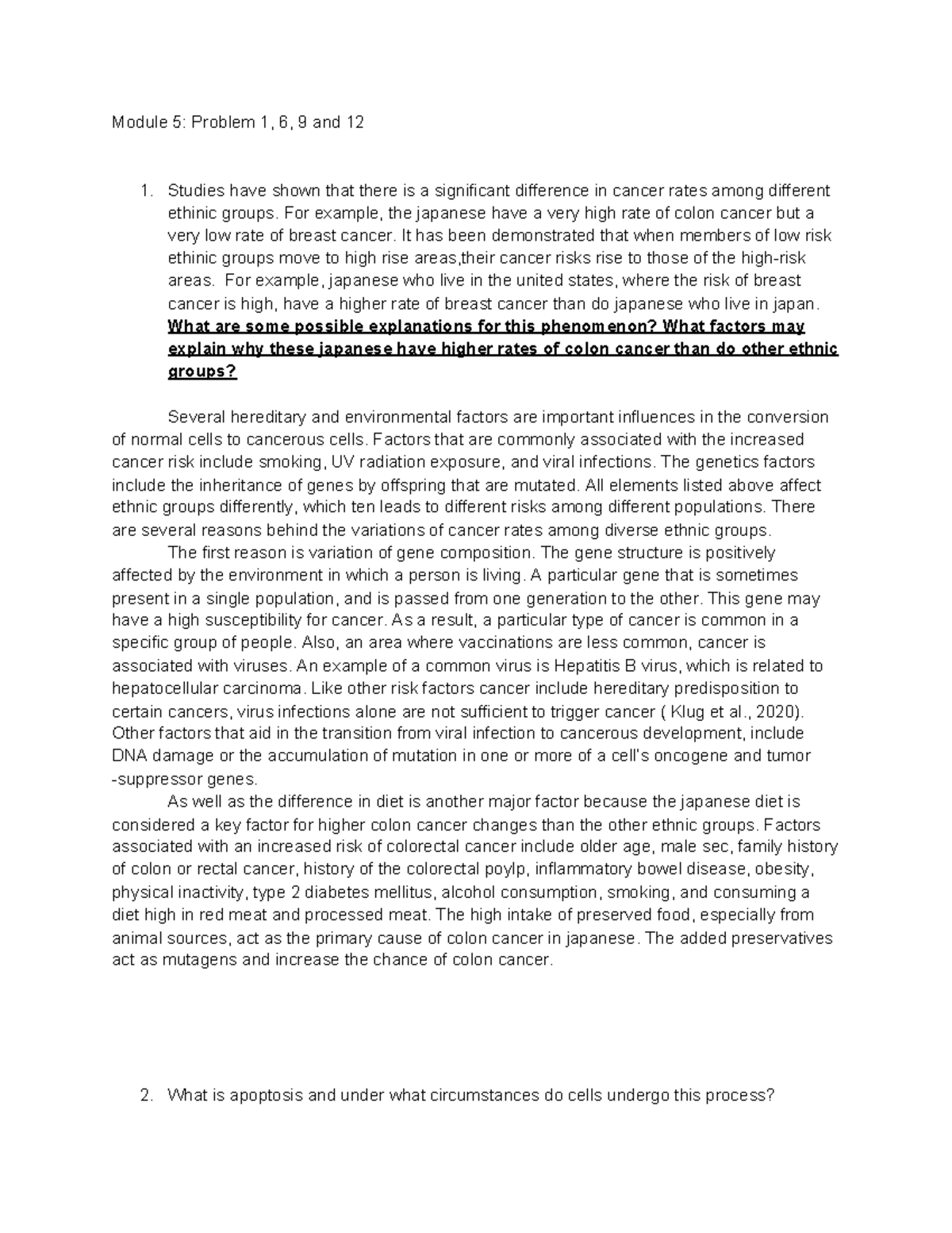 Genetics Assignment 5 - Module 5: Problem 1, 6, 9 and 12 Studies have ...