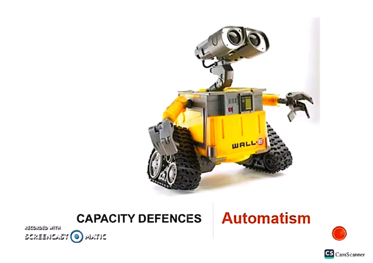 Non insane automatism - notes for criminal law - CAPACITY DEFENCES ...