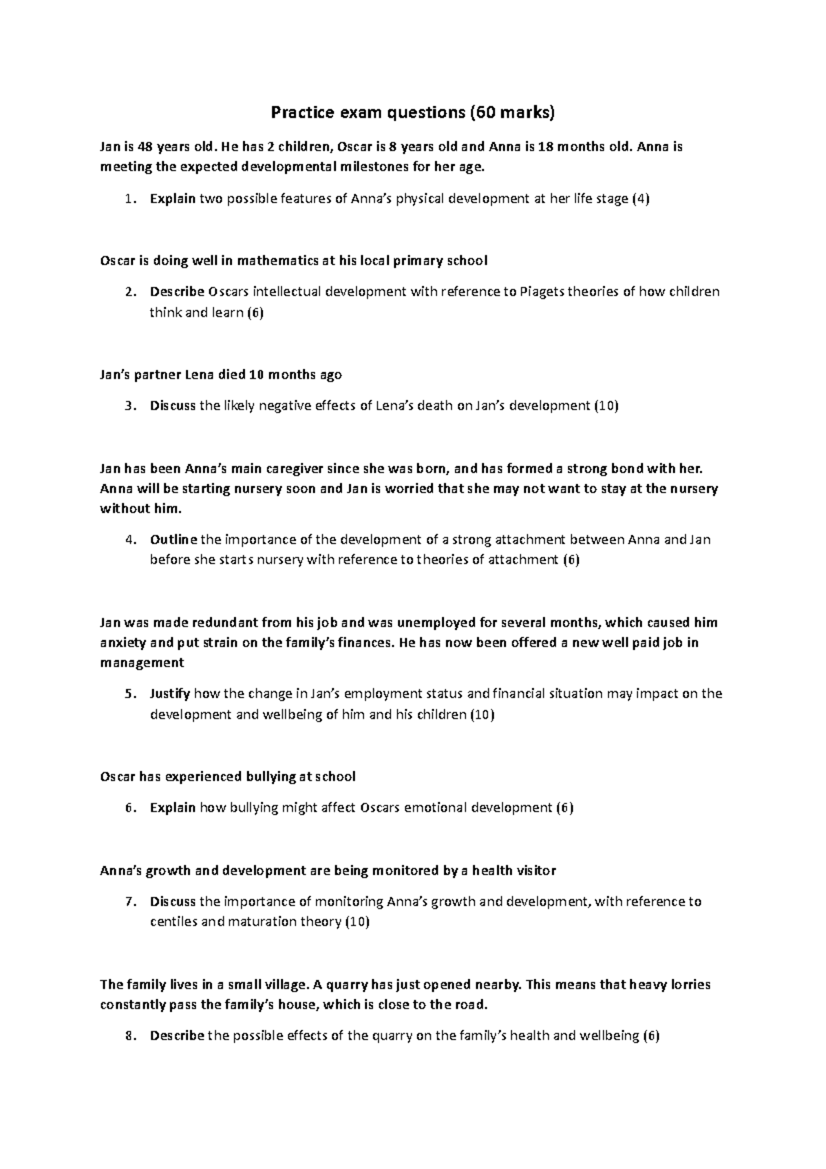 Practice-exam-questions - Practice exam questions (60 marks) Jan is 48 ...