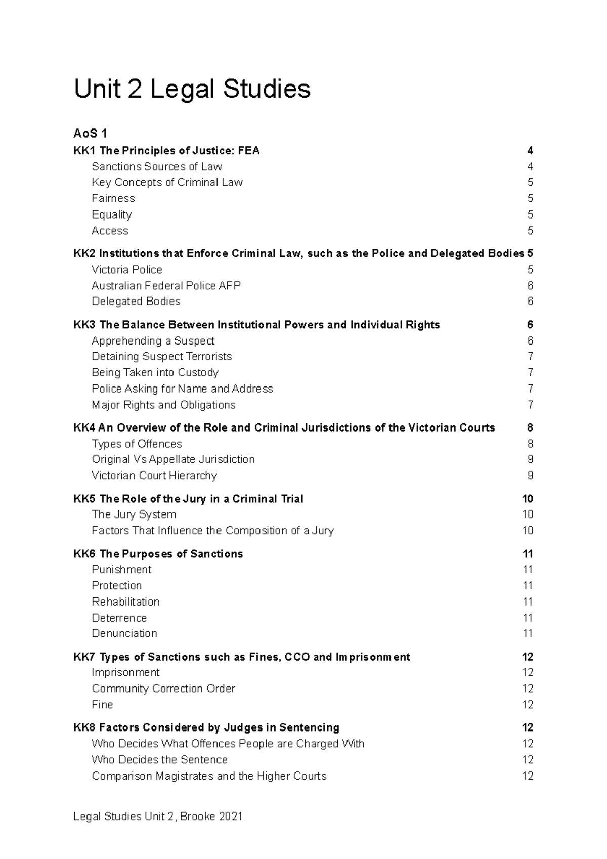 Unit 2 Legal studies - Unit 2 Legal Studies AoS KK1 The Principles of ...