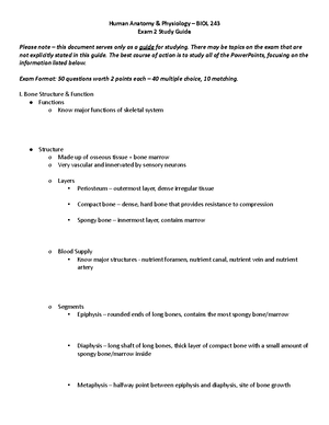 Exam 4 Study Guide - BIOL 243 - Human Anatomy & Physiology – BIOL 243 ...