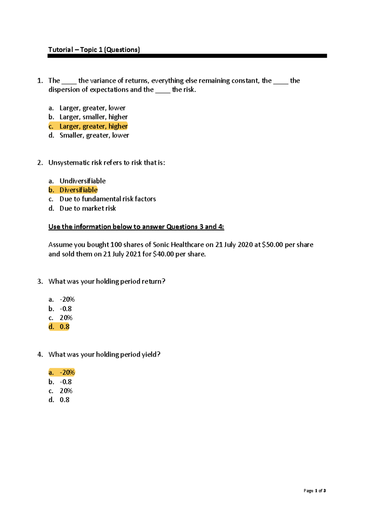 Tutorial (Q) Topic 1 – Overview of Investment Analysis - Page 1 of 3 ...