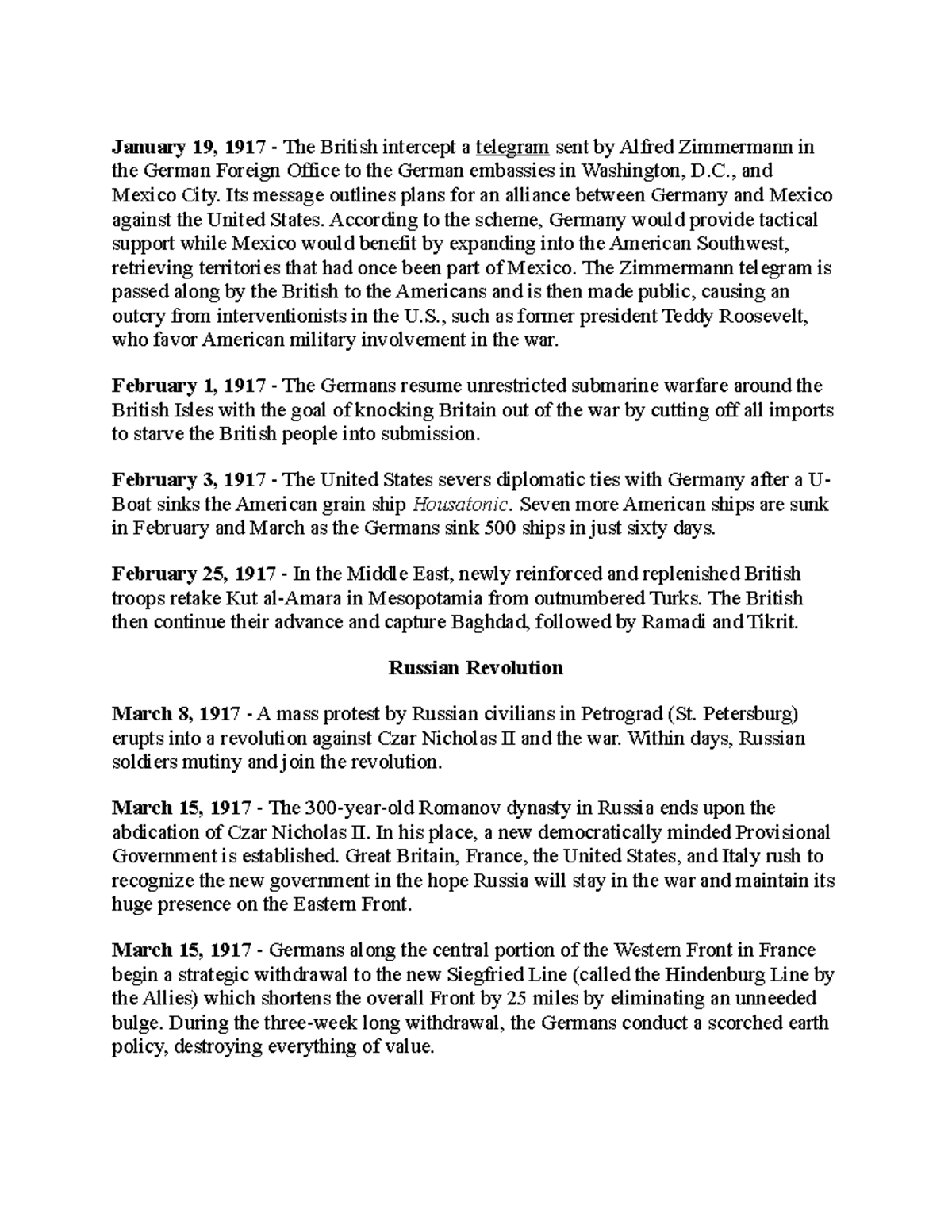 Ww1 4 - January 19, 1917 - The British intercept a telegram sent by ...