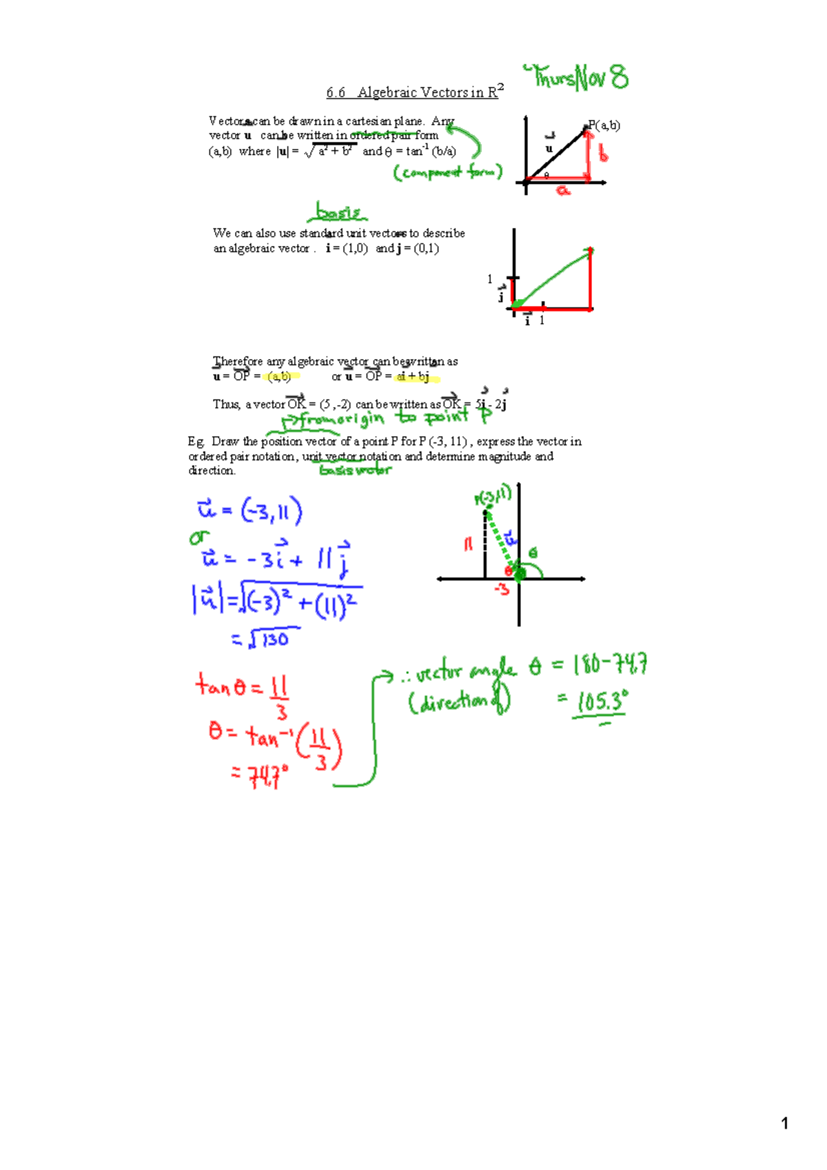 6.6 algebraic vectors in R2 - 1 6 Algebraic Vectors in R 2 - Studocu