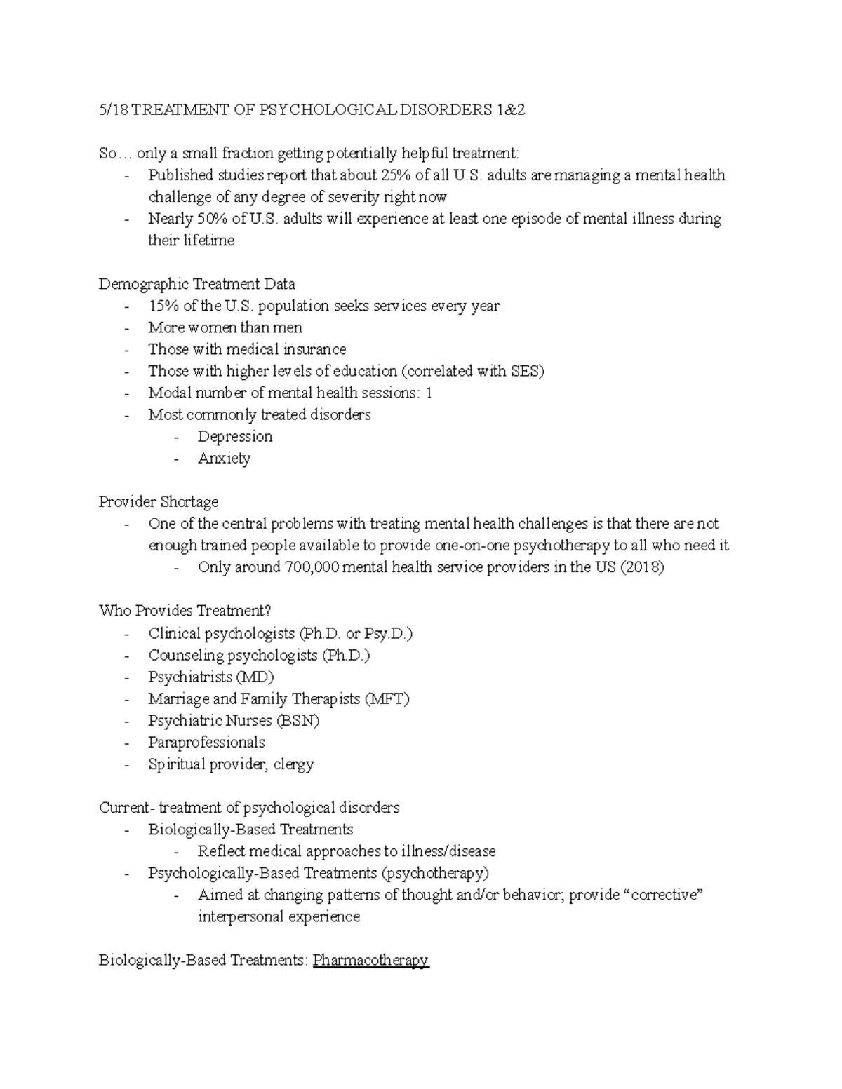 5 18 Treatment OF Psychological Disorders - 5/18 TREATMENT OF ...