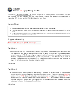 Pset2solution - assignment - CHE 314 Problem Set 2, Fall 2017 Due date ...