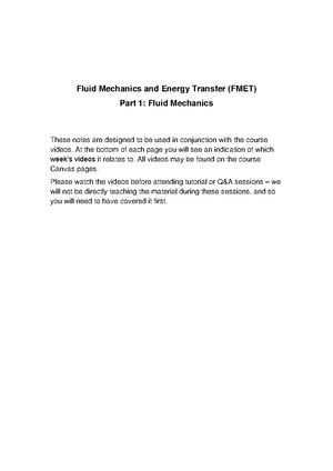 FMET Formula sheet - FMET Formula sheet Fluid Mechanics equations ...