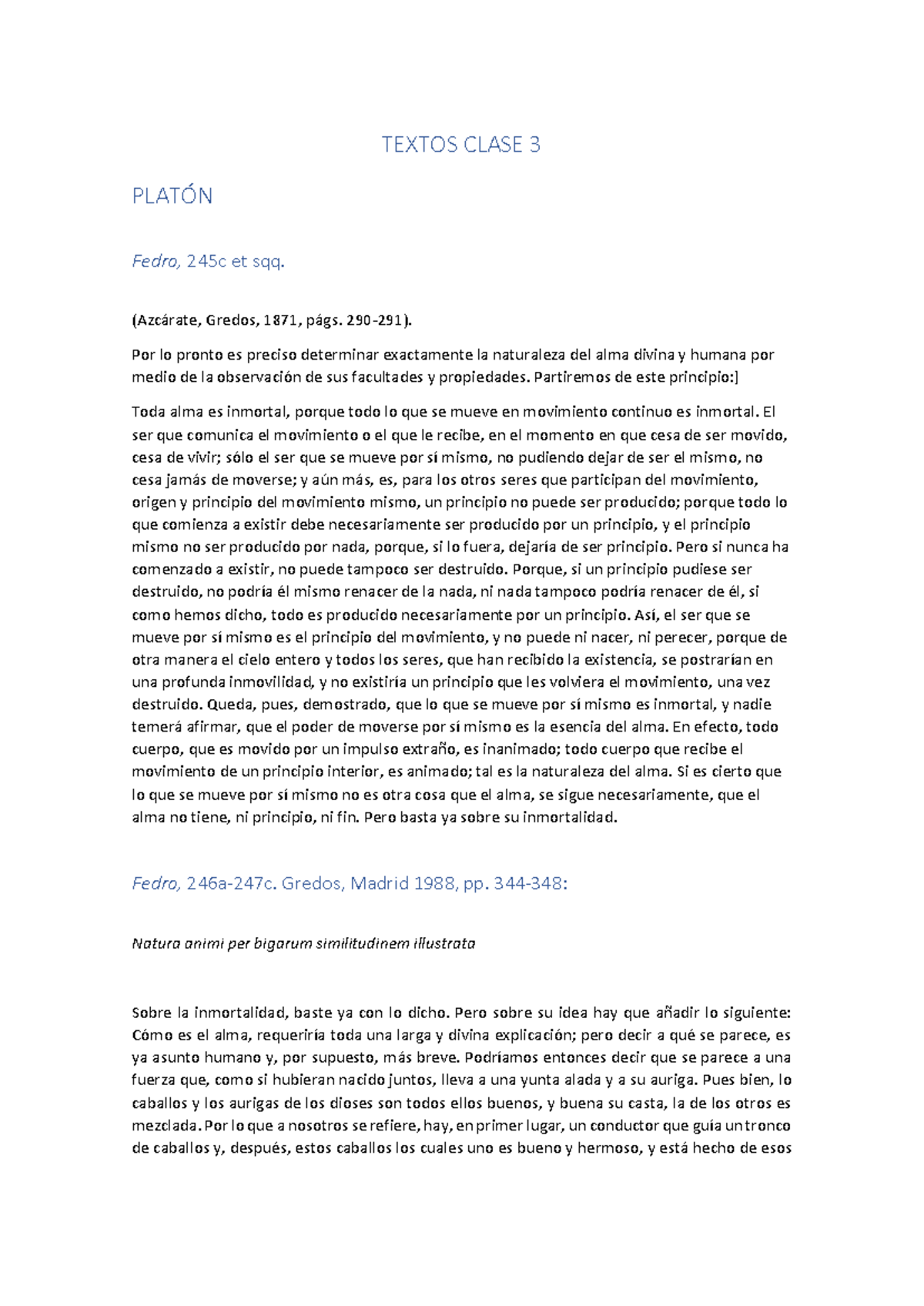 3 Textos Platon Marechal Nico - TEXTOS CLASE 3 PLATÓN Fedro, 245c et ...