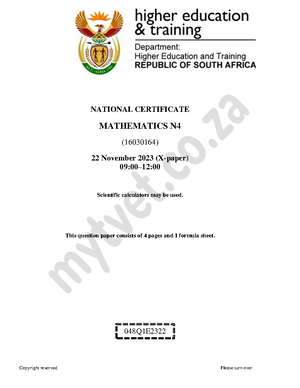 T1020 - Mathematics N4 MEMO NOV 2023 - MARKING GUIDELINE NATIONAL ...