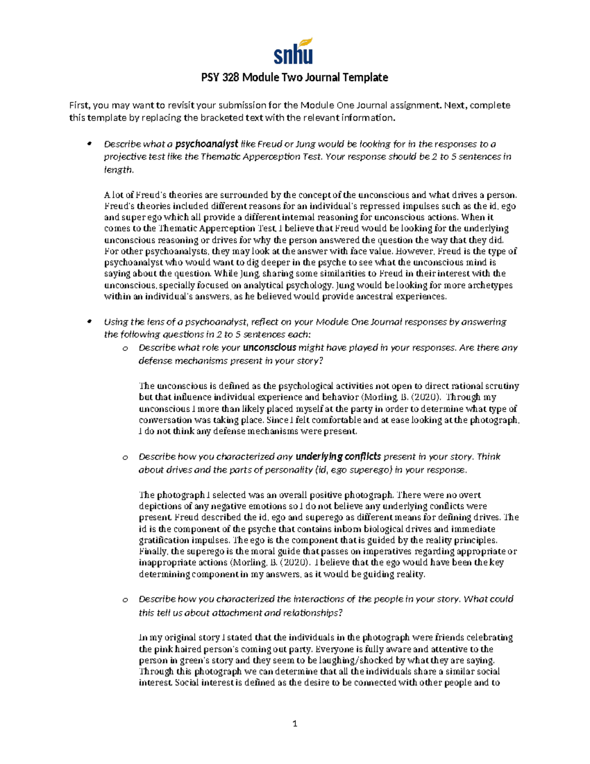 PSY 328 Module Two Journal Completed - PSY 328 Module Two Journal ...