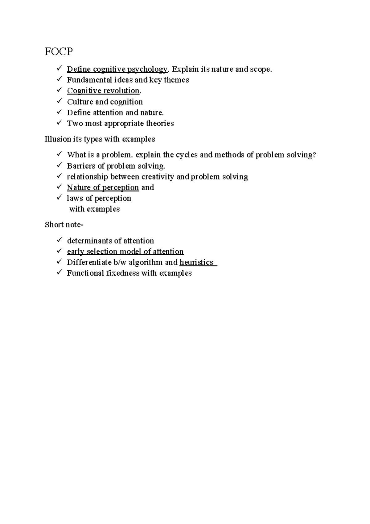 Fundamentals of cog psych - FOCP Define cognitive psychology. Explain ...