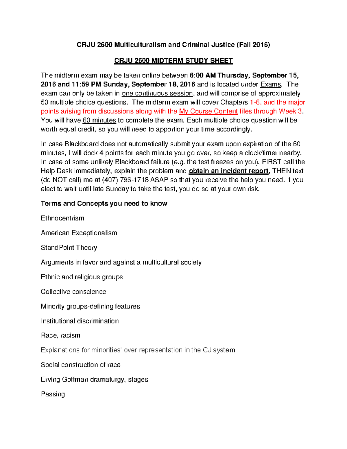 Midterm Study guide - Warning: TT: undefined function: 22 CRJU 2600 Multiculturalism and ...