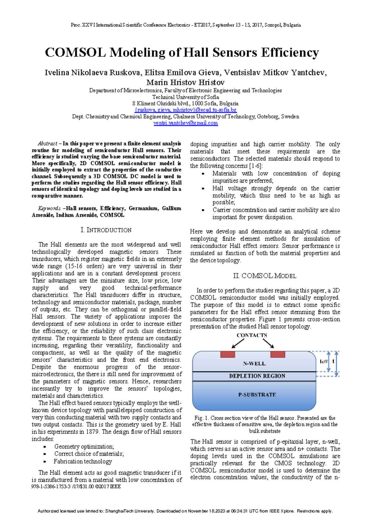 Comsol modeling of Hall sensors efficiency - Proc. XXVI International ...