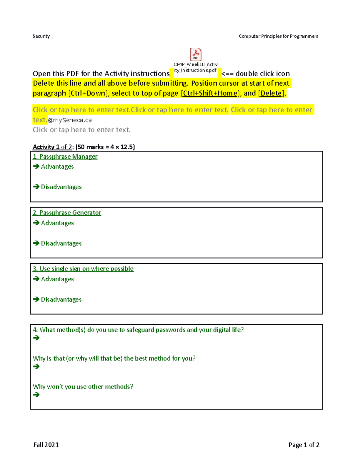 CP4P Week10 Activity doc file security - Security Computer Principles for Programmers - Studocu