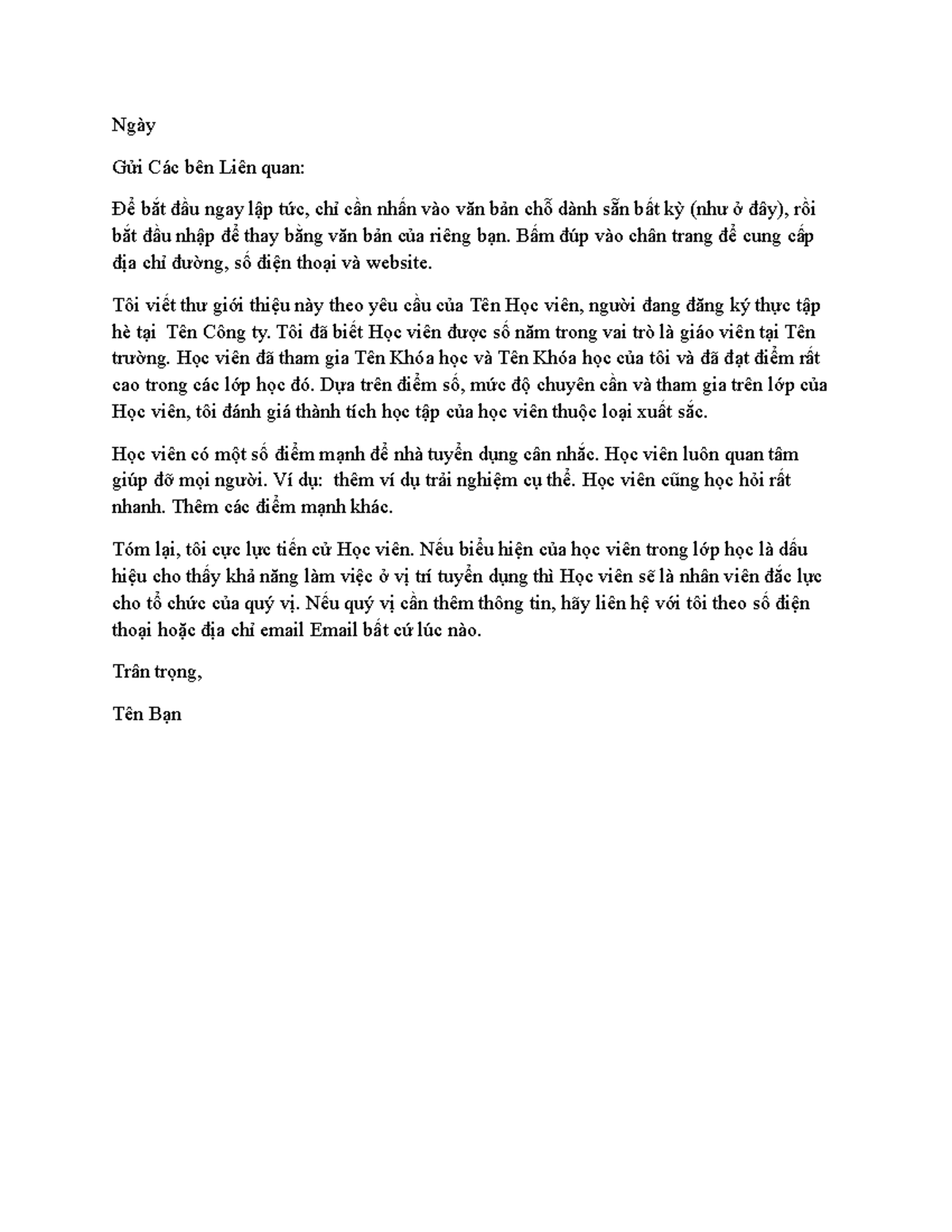 Mau thu gioi thieu cua giao viec - Ng愃y Gửi Các bên Liên quan: Để bắt đầu ngay lập tức, chỉ cần ...