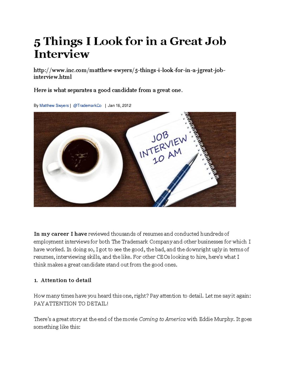 5 Things I Look for in a Great Job Interview - 5 Things I Look for in a ...