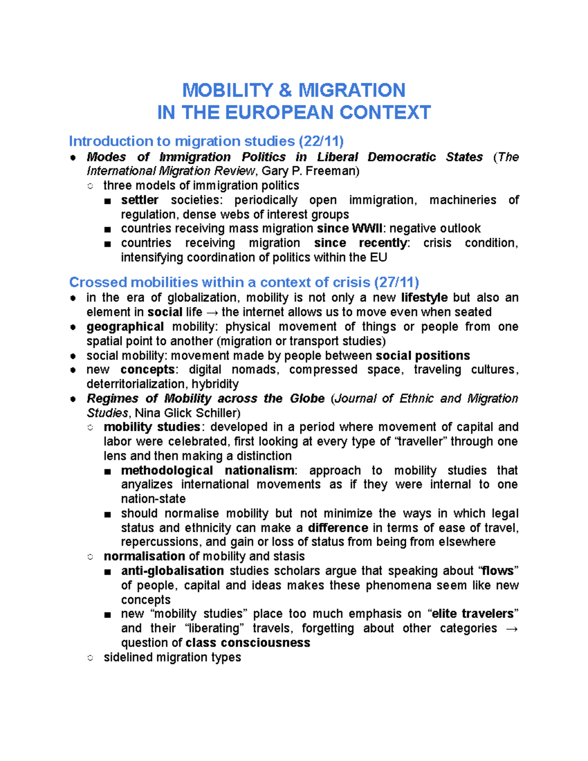 Ecs - block 5 mobility and migration in the european context - MOBILITY ...
