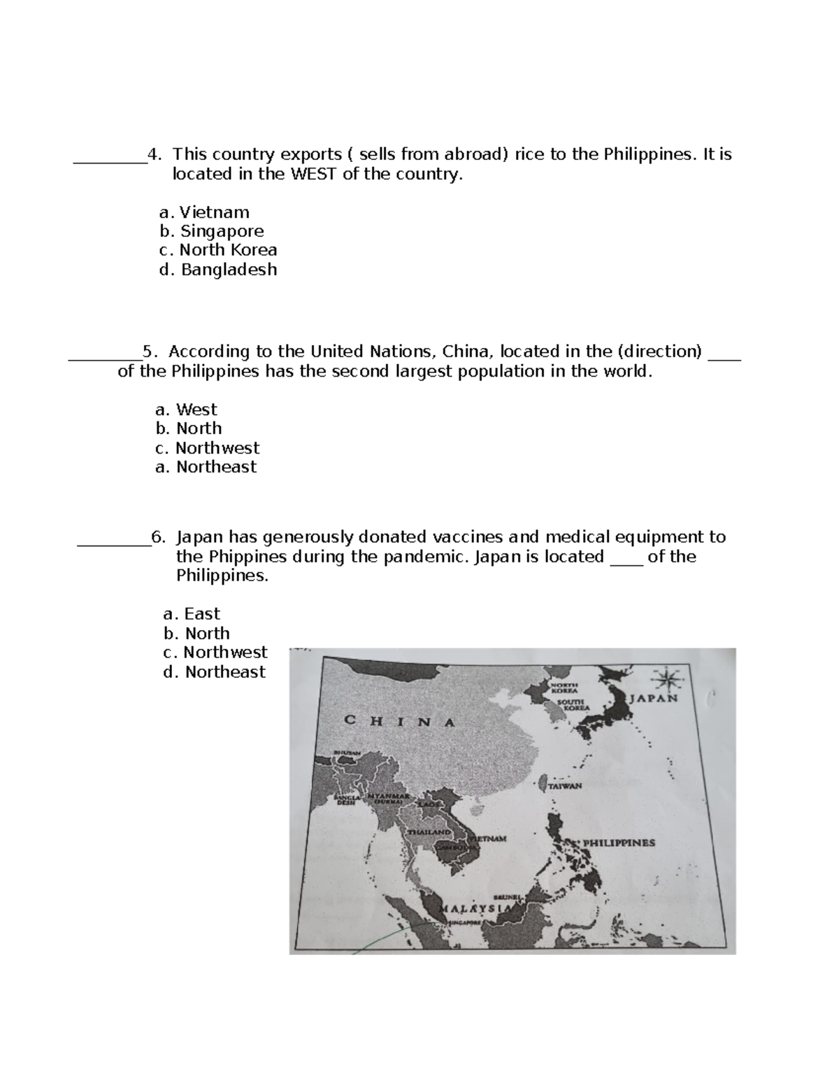 G3 Social studies - _________4. This country exports ( sells from ...