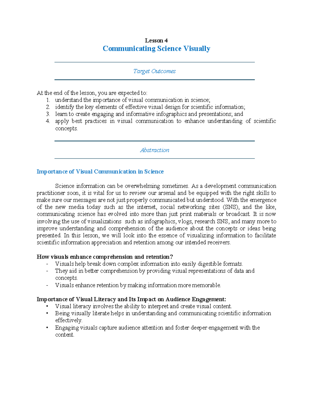 Sci Comm L4-L6 (Asynch Material-Reading Discussion 2024) - Lesson 4 ...