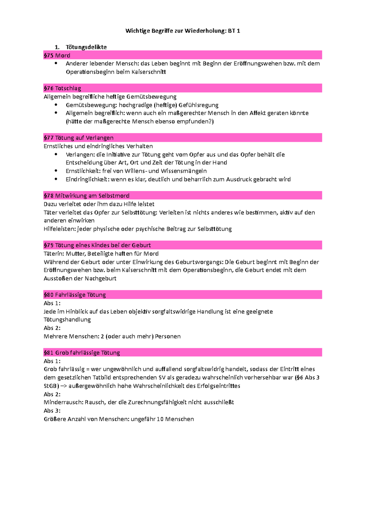 Wichtige Begriffe zur Wiederholung BT1 - mit dem Operationsbeginn beim ...