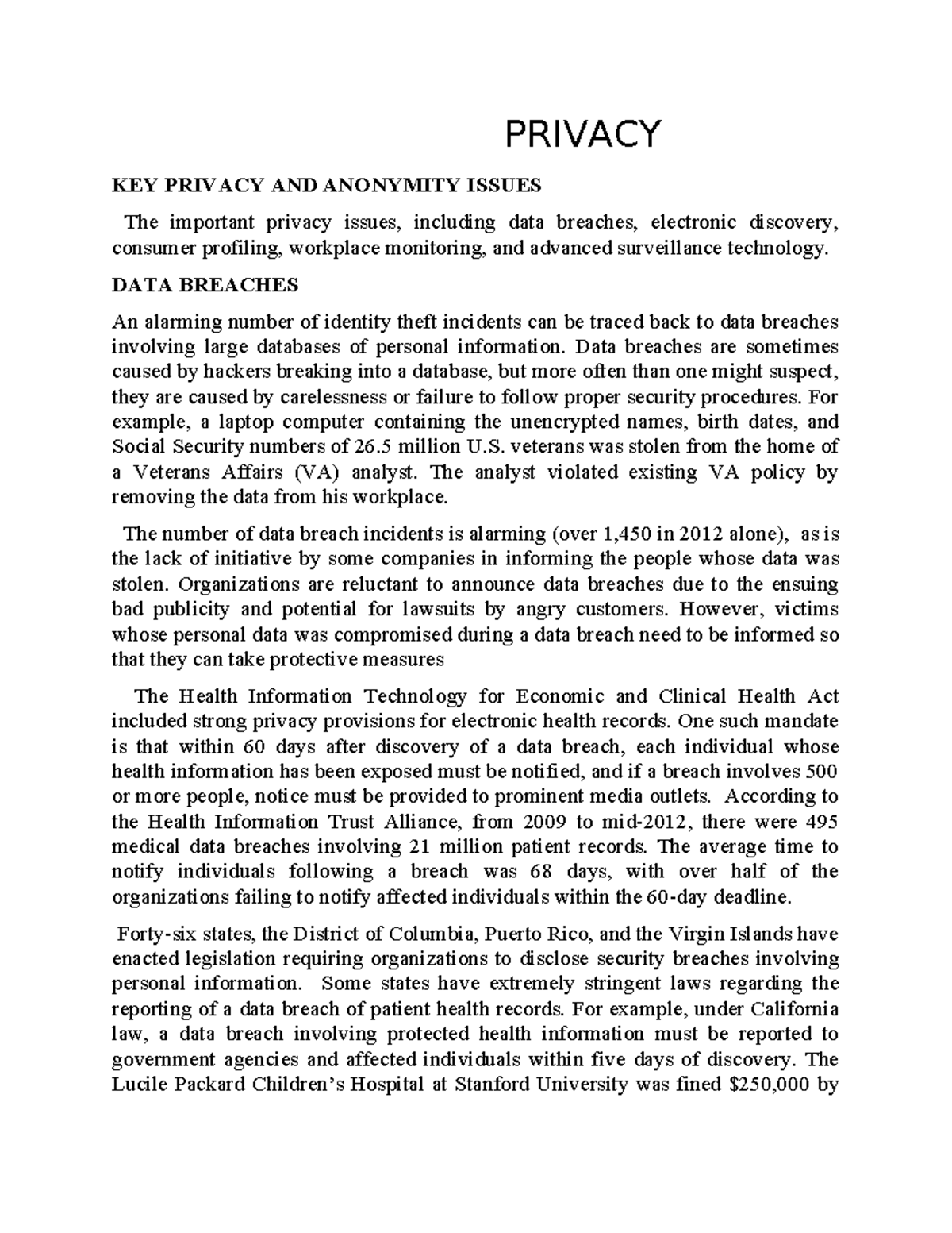 Unit III Notes -privacy - PRIVACY KEY PRIVACY AND ANONYMITY ISSUES The ...