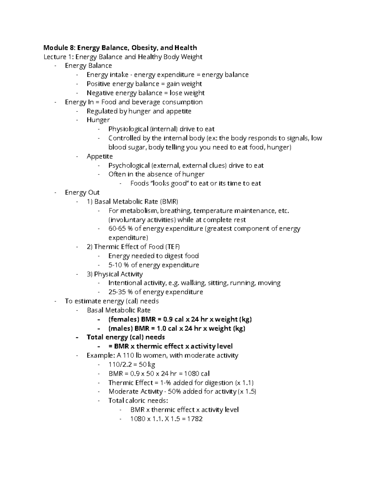 FDNS2100 Module 8 - Energy Balance, Obesity, and Health - Module 8 ...
