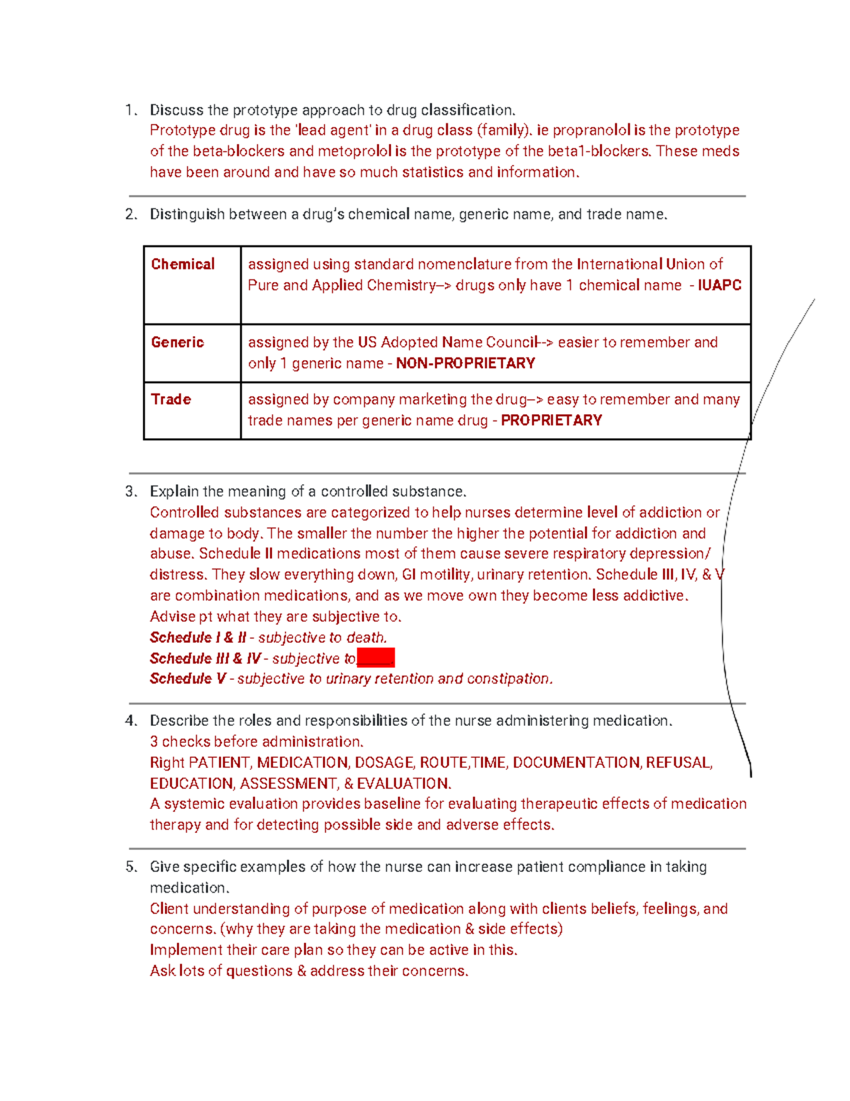 Pharm Week 1 - N-a - Discuss the prototype approach to drug ...