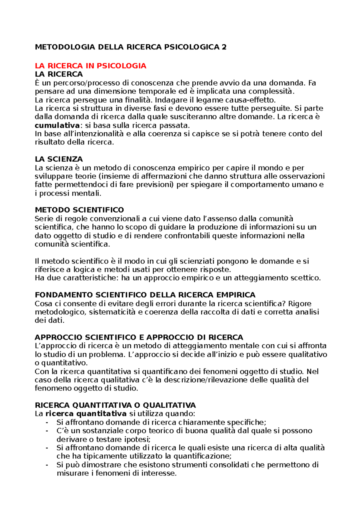 Metodologia Della Ricerca Psicologica 2 - METODOLOGIA DELLA RICERCA ...