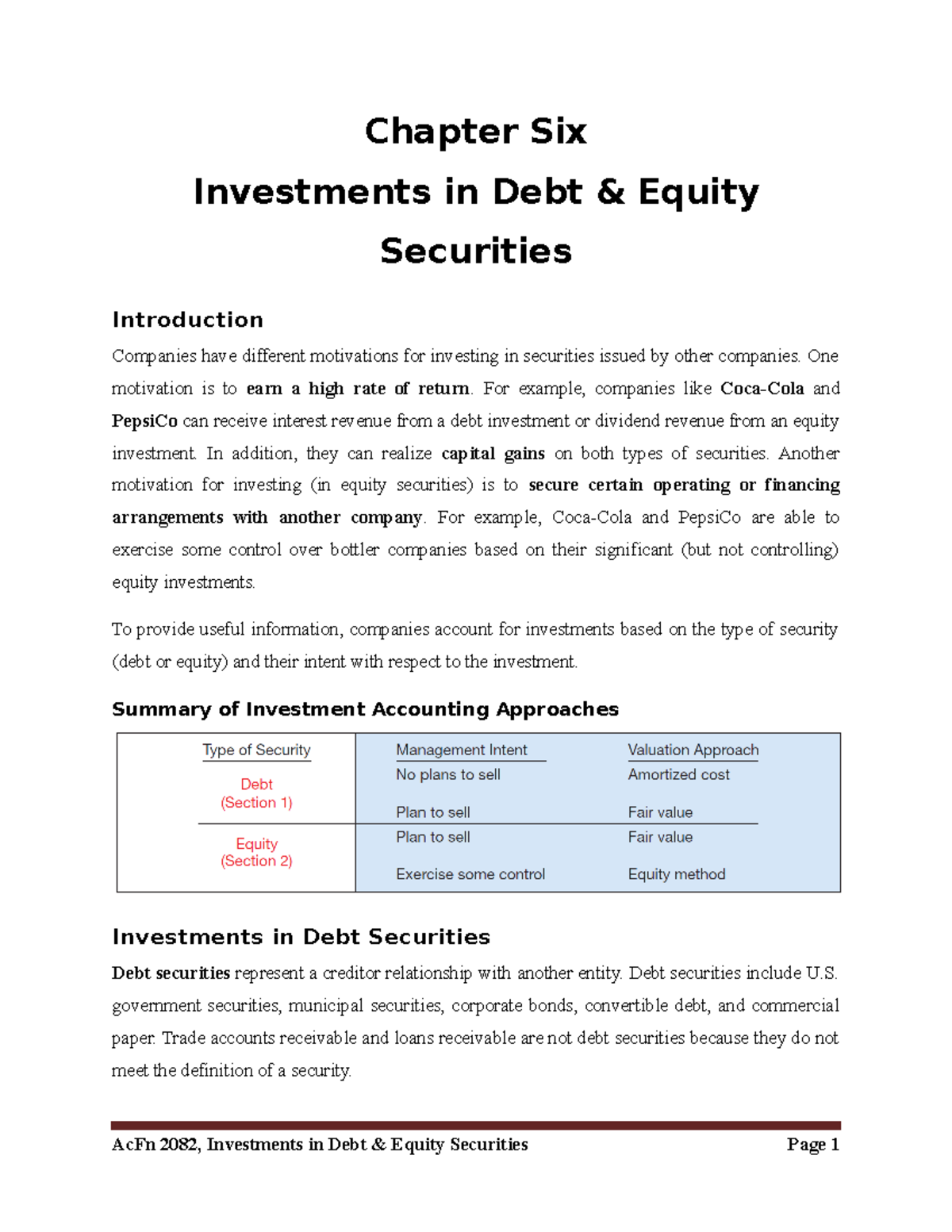 Chapter 5 Investment in debt - Chapter Six Investments in Debt & Equity ...