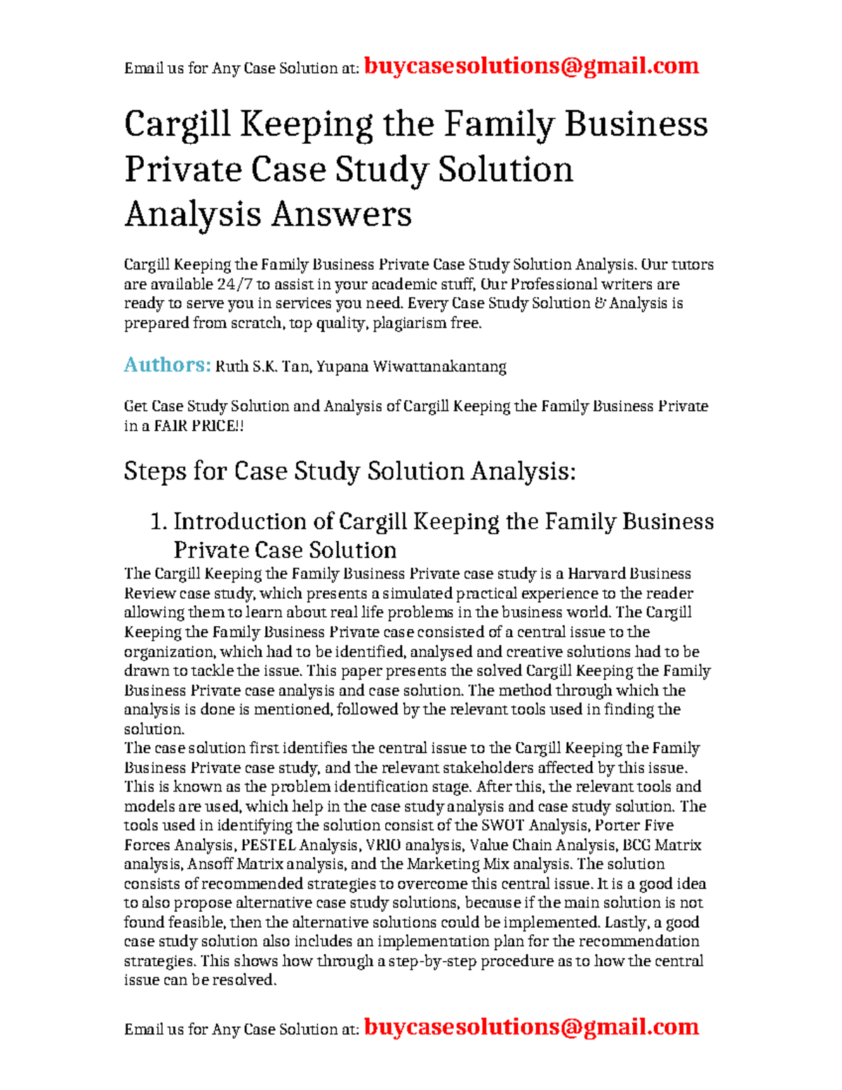 Solution Cargill Keeping the Family Business Private Case Study - Cargill Keeping the Family ...