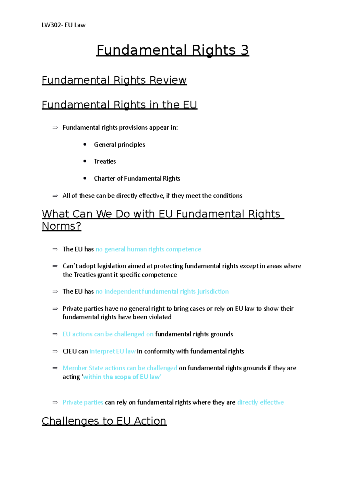 Fundamental Rights 3 - lecture notes - Fundamental Rights 3 Fundamental ...