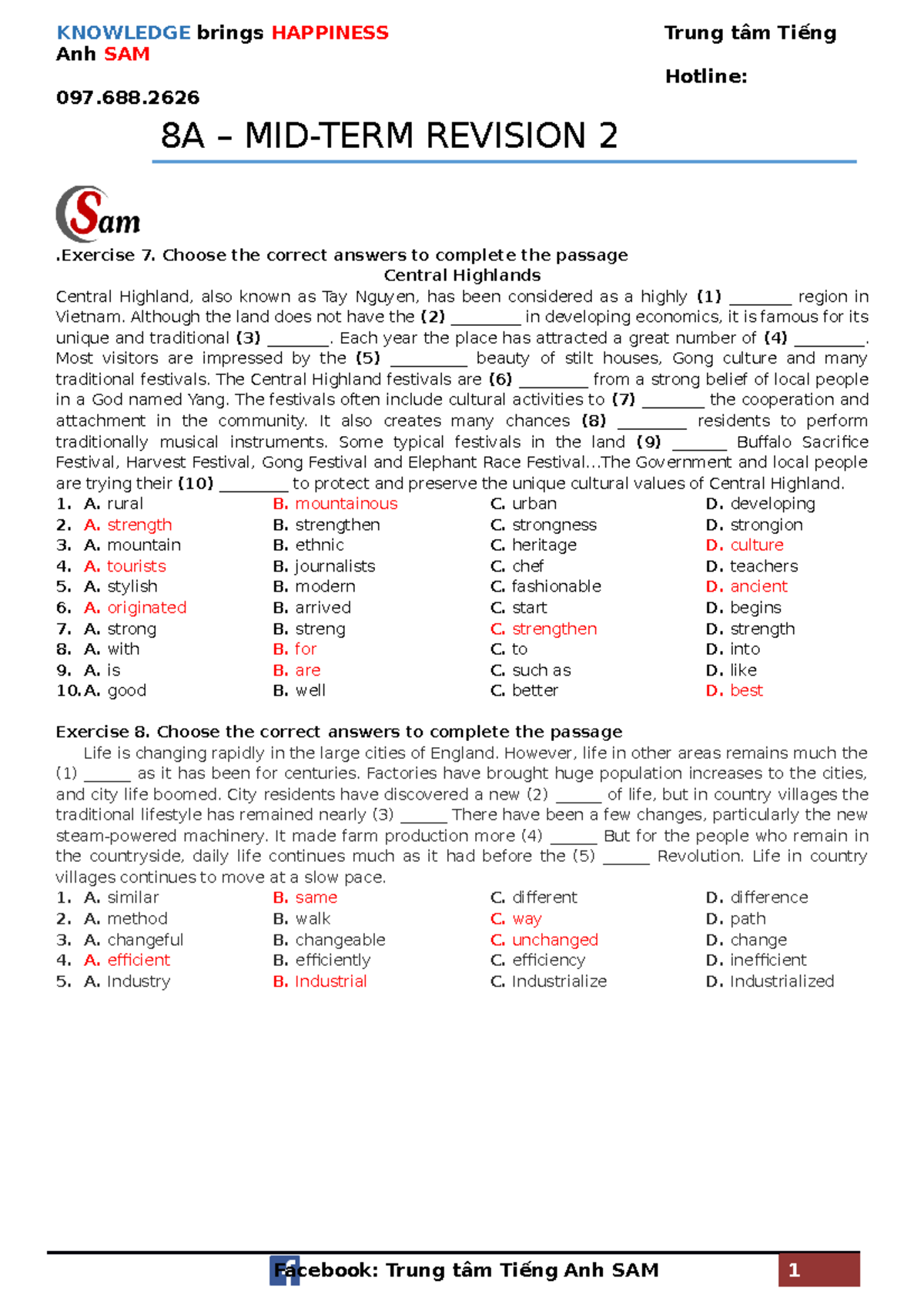 8A - Key Ex 7, 8 Revision Mid-term Revision 2 - KNOWLEDGE brings ...