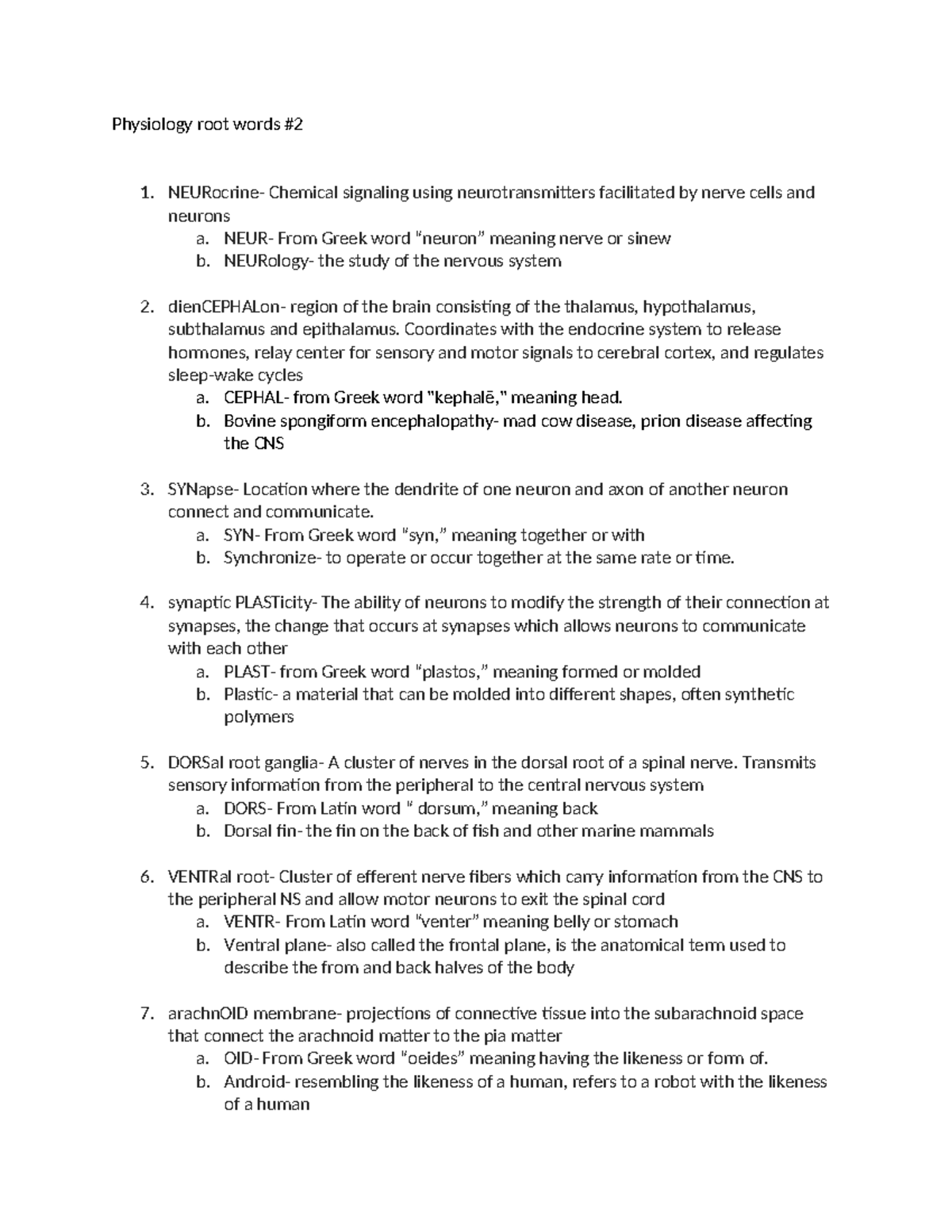 Homework #2 submission - Physiology root words # 1. NEURocrine ...