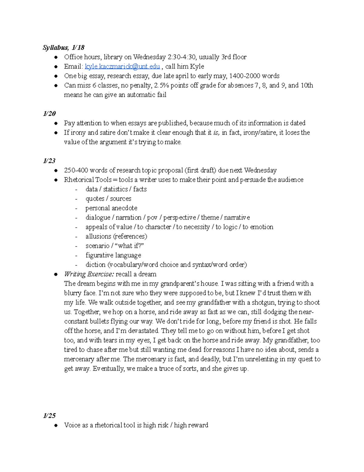 ENGL 1320 notes - Syllabus, 1/ Office hours, library on Wednesday 2:30 ...