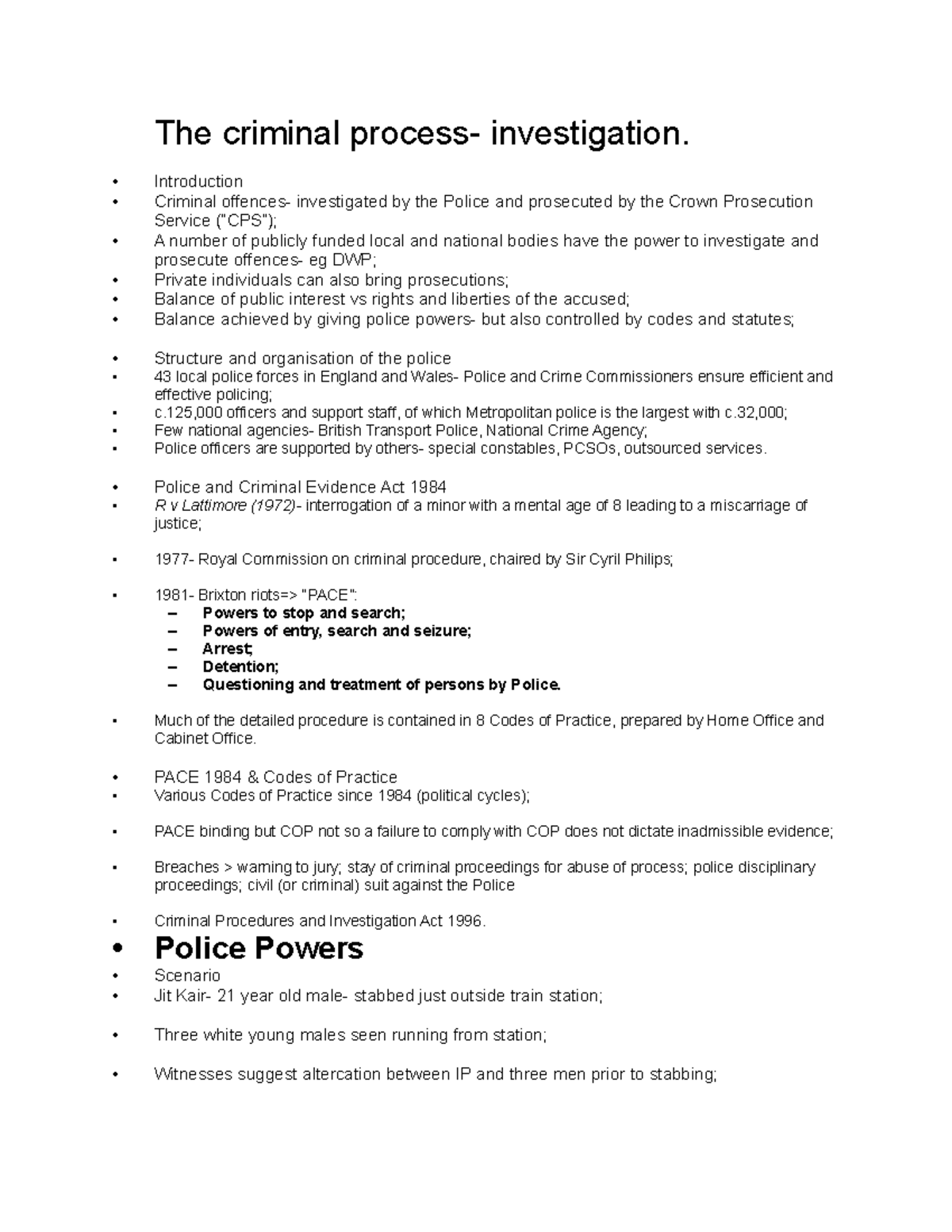 The criminal process- investigation - Introduction Criminal offences ...