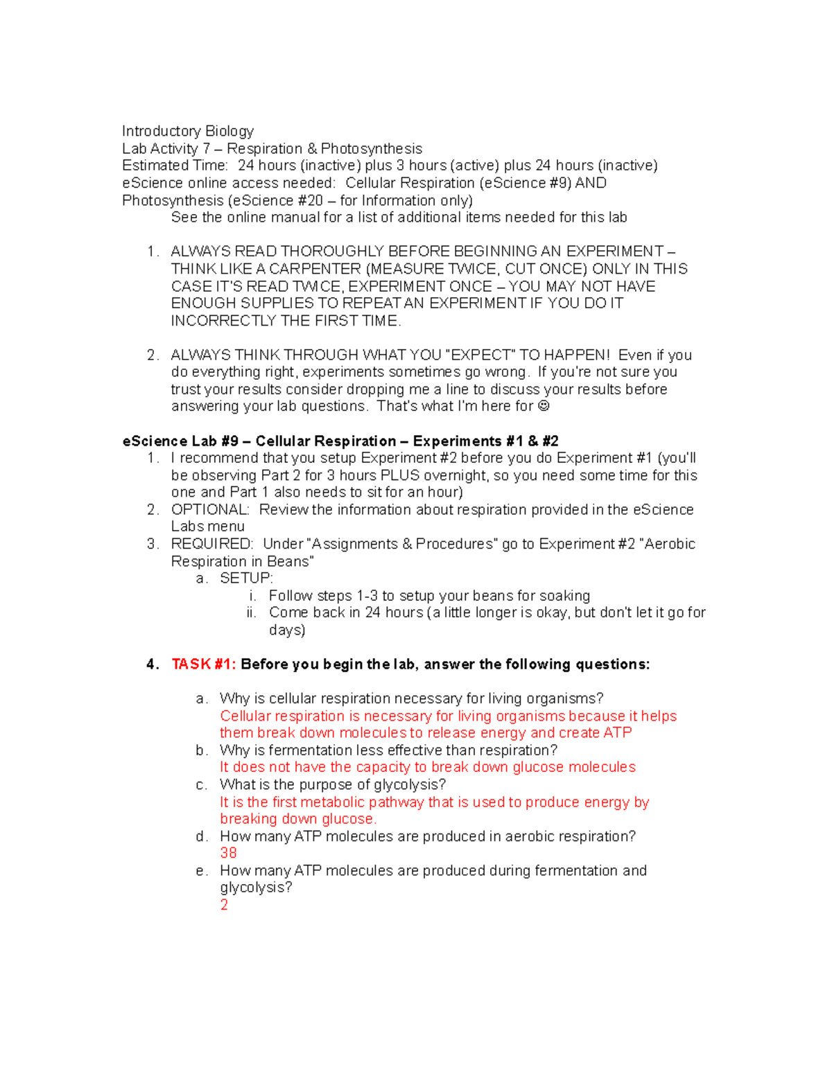 IB LAB 07 RESP - Lab 7 - Introductory Biology Lab Activity 7 ...