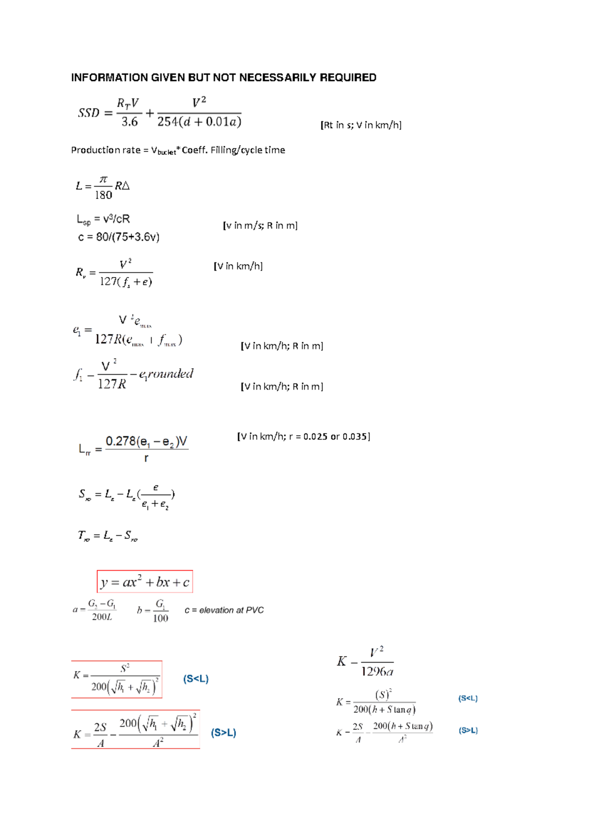 CIVE 1180 formula sheet example - CIVE1180 - INFORMATION GIVEN BUT NOT ...