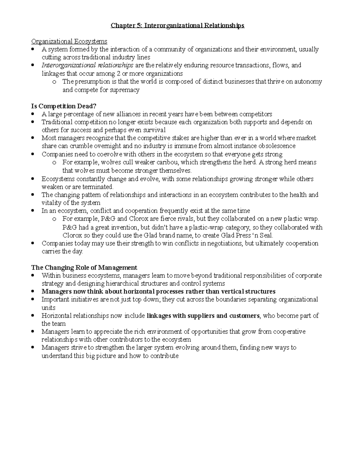 Ch05 Interorganizational Relationships - Chapter 5: Interorganizational ...