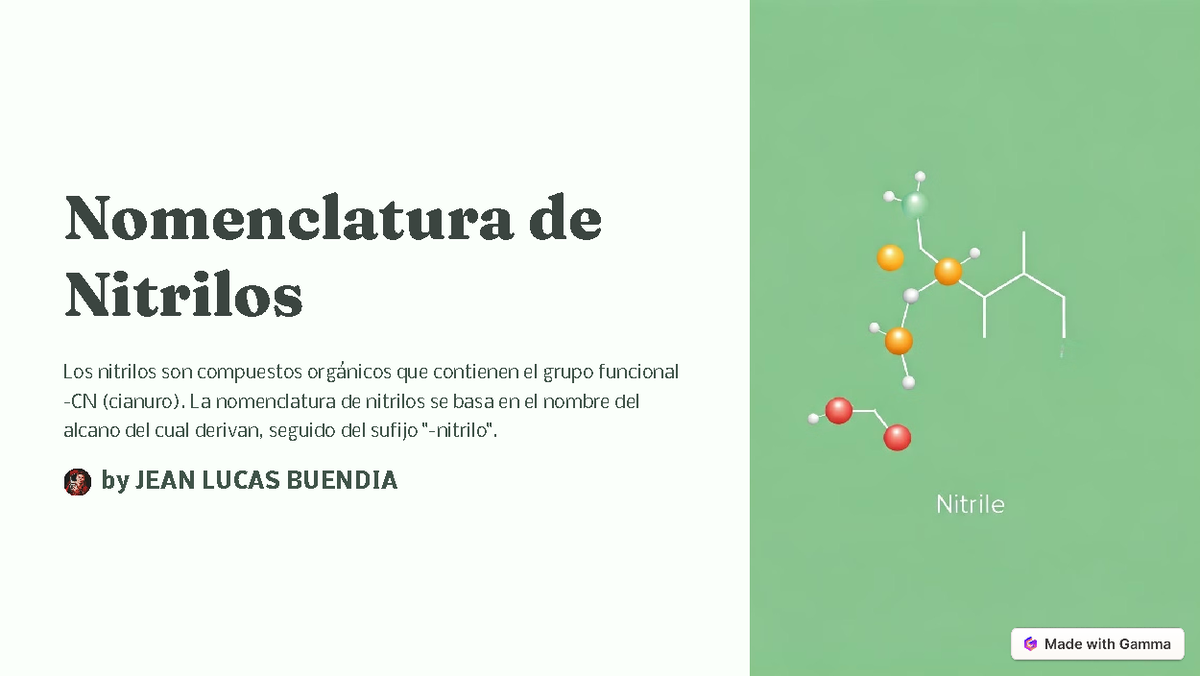 Nomenclatura-de-Nitrilos - Noeclatura de Nitrilo Los nitrilos son ...