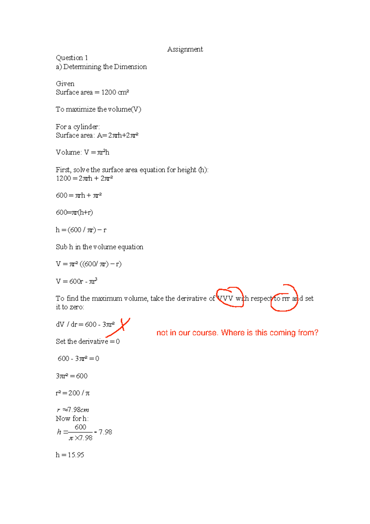Assignment.docx another-105012881 - Assignment Question 1 a) Determining the Dimension Given ...