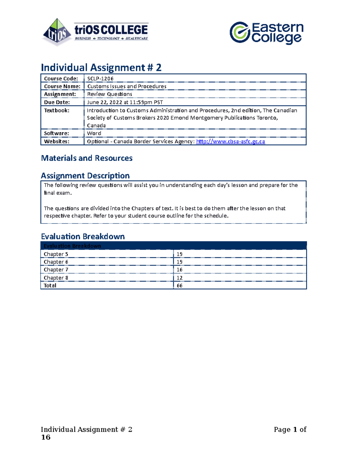 Individual Assignment # 2 - gc Materials and Resources Assignment Description The following ...