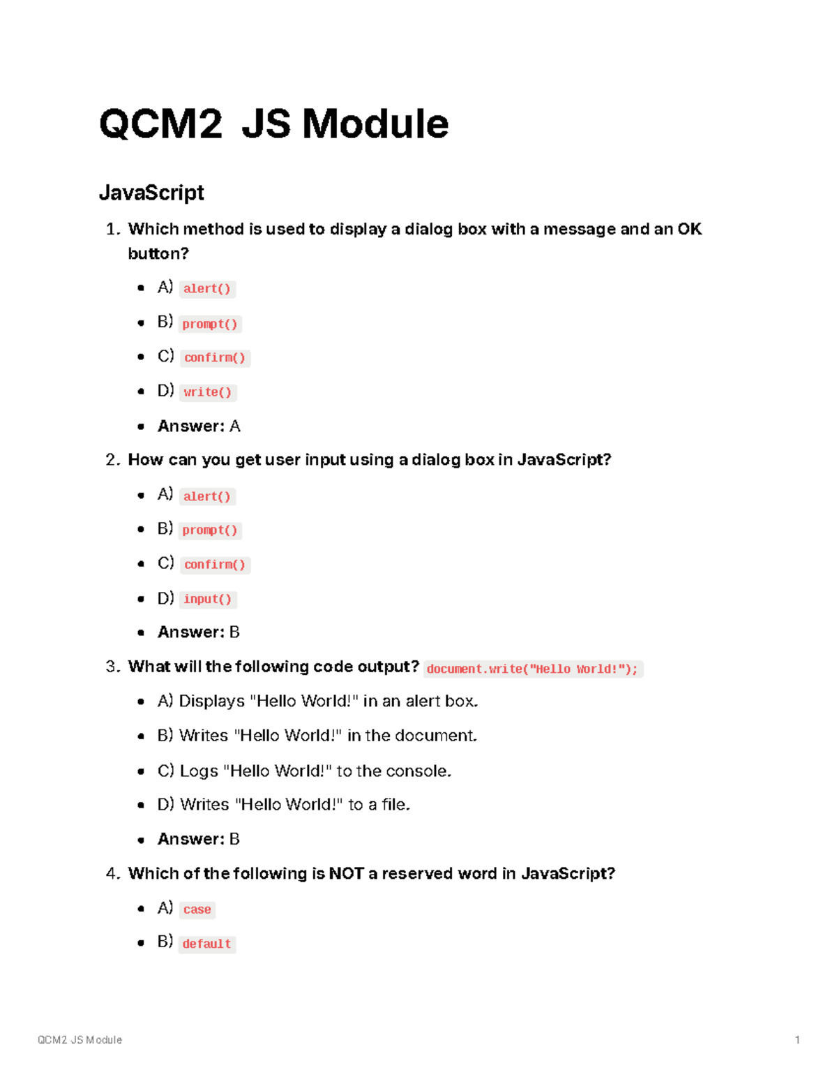 QCM2 JS Module - QCM2 JS Module JavaScript Which method is used to ...