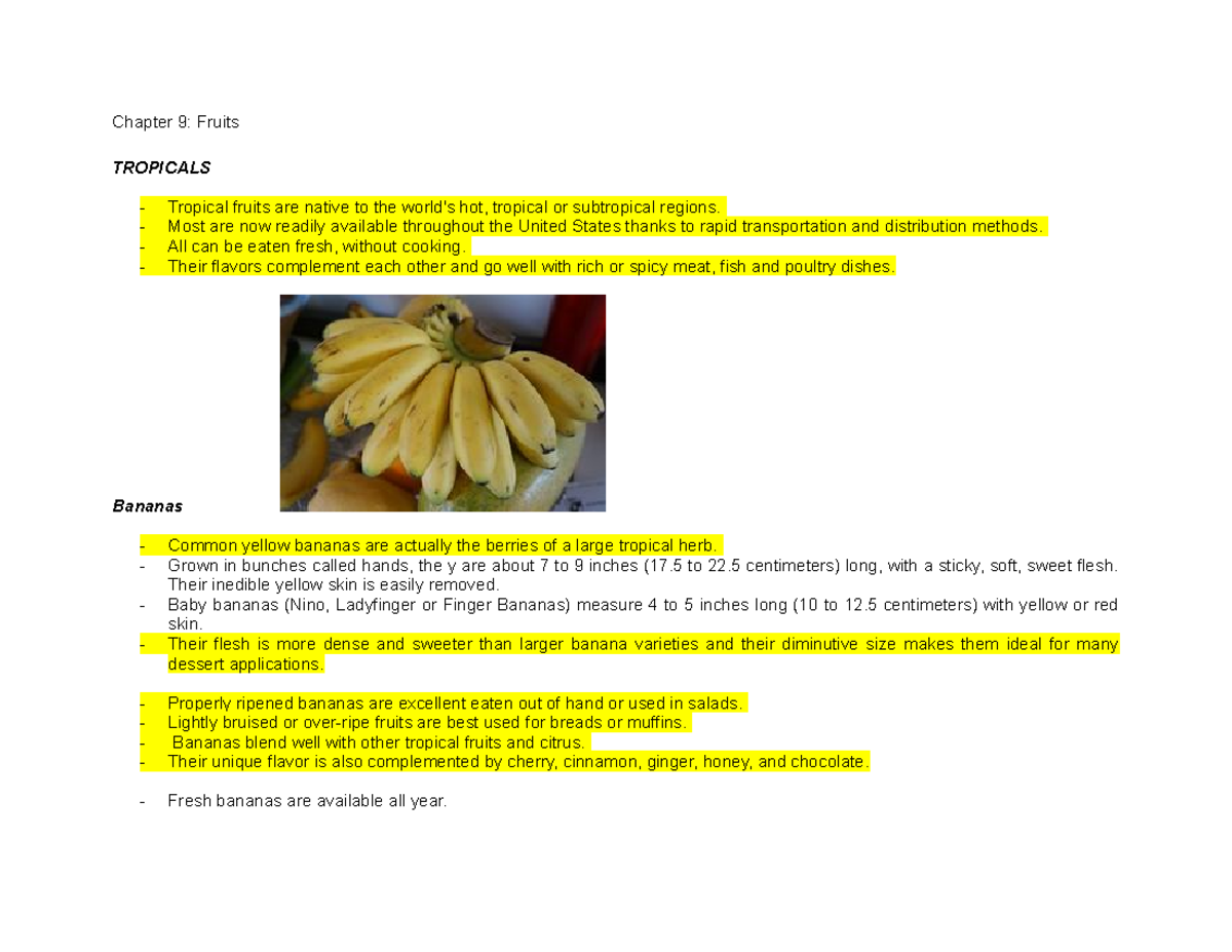 Chapter 9 Lecute Notes Part 5 - Chapter 9: Fruits TROPICALS Tropical ...